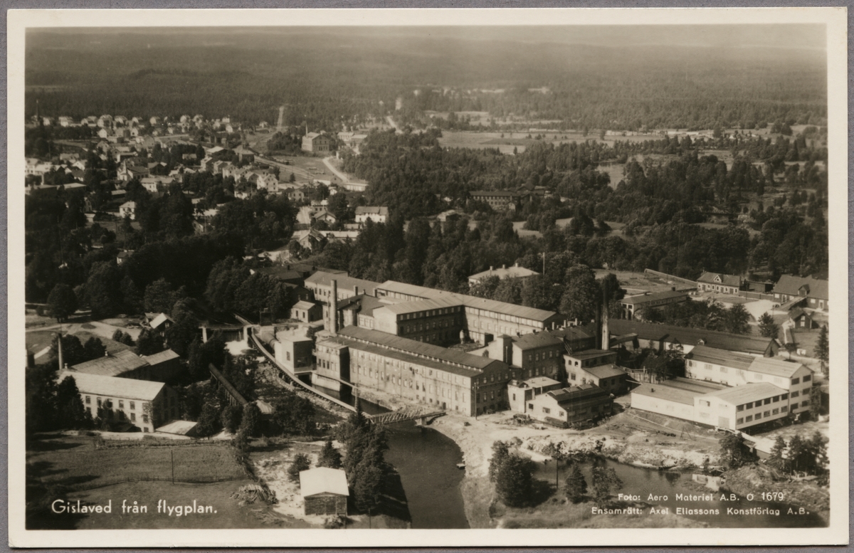 Flygfoto över Gislaved gummifabrik och stad. - Järnvägsmuseet ...
